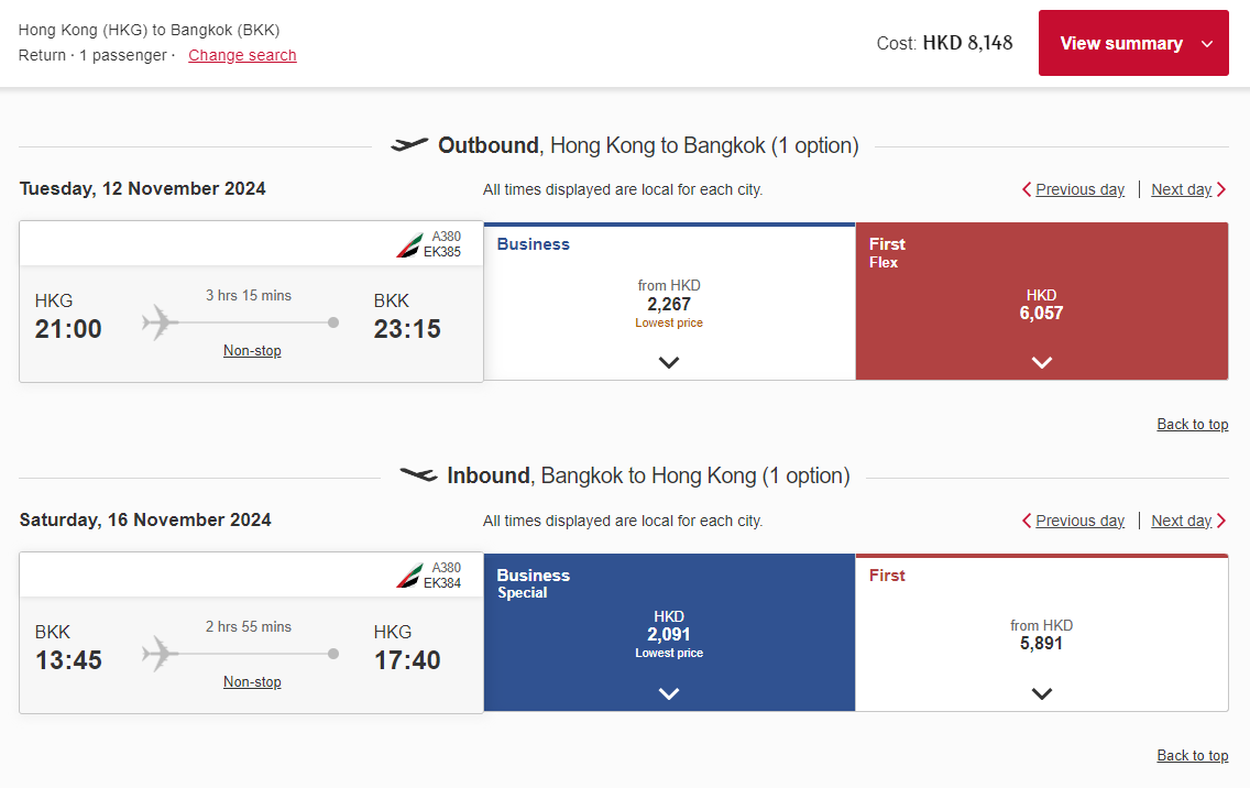 EMIRATES PRICE UPDATE: Hong Kong and Bangkok - My Grey Gap Year